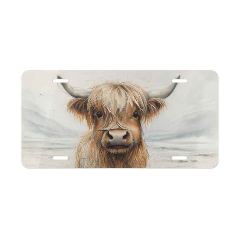 Highland Cow License Plate, Aluminum Material, 12x6 Inches, Wall Decor ...