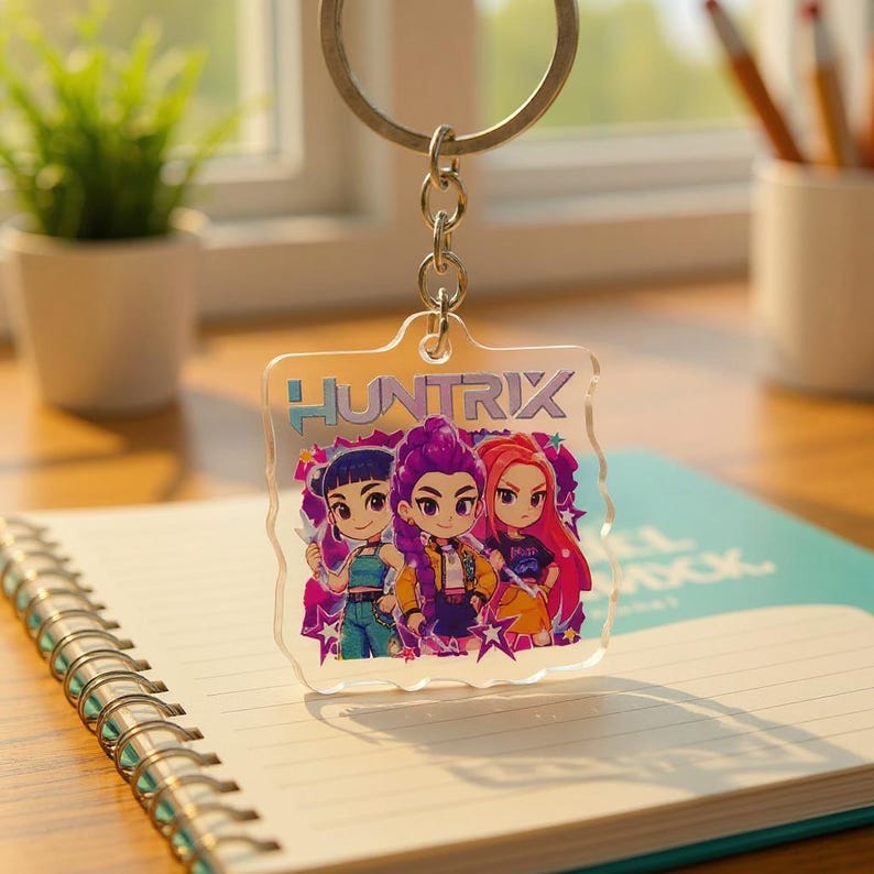 Huntrix Keychain K-pop Demon Hunter Cute Cartoon Acrylic Keyring 5cm ...