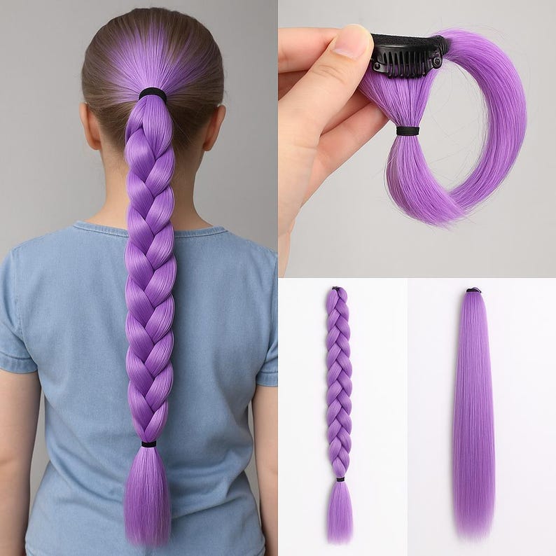 Rumi Huntrix Purple Hair Extension – Long Cosplay Braid – K-pop Demon ...