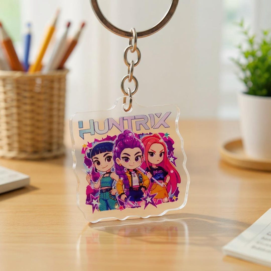 Huntrix Keychain K-pop Demon Hunter Cute Cartoon Acrylic Keyring 5cm ...