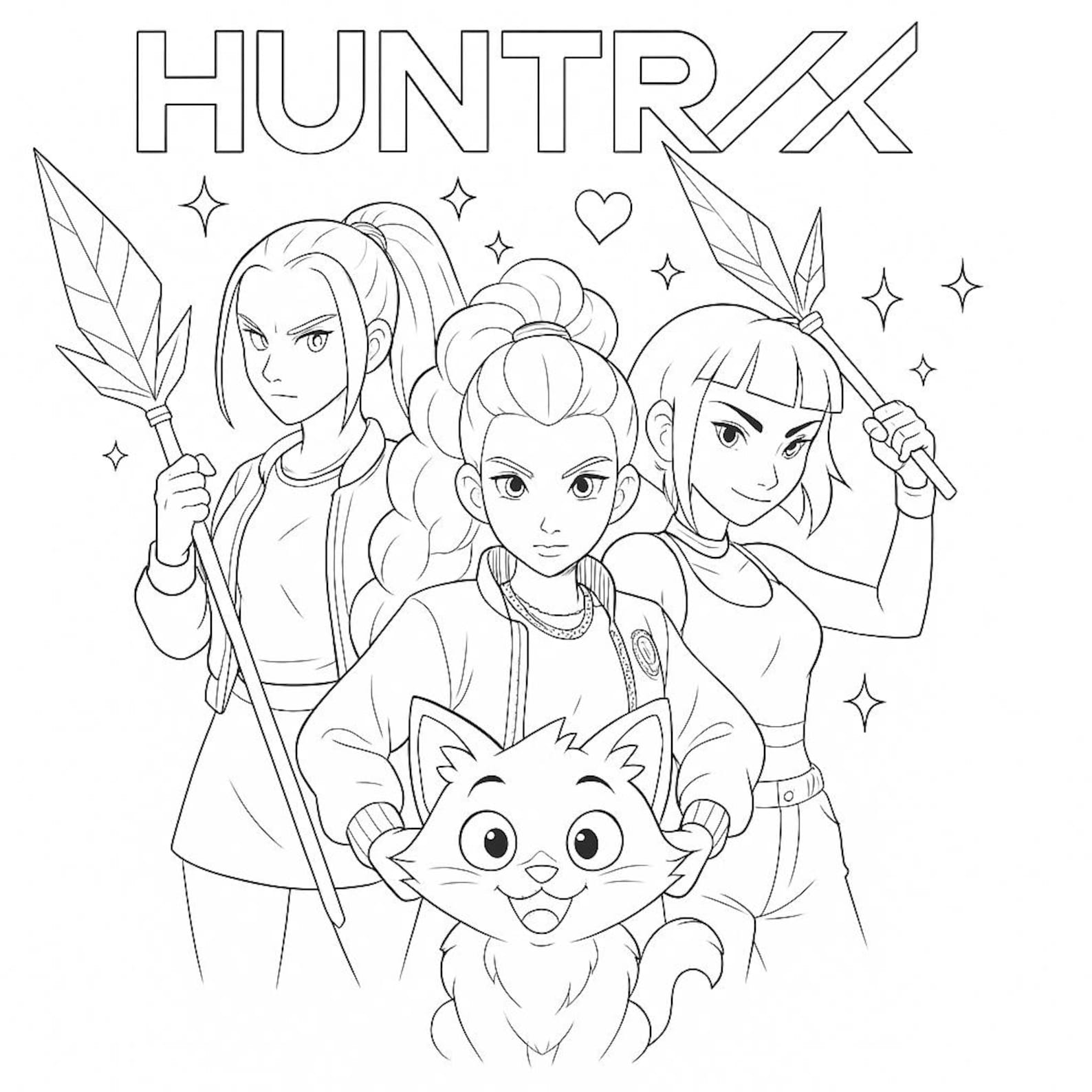 Coloriage Huntrix Demon Hunters – fichier numérique à imprimer | Dessin K-pop manga otaku | PDF ...