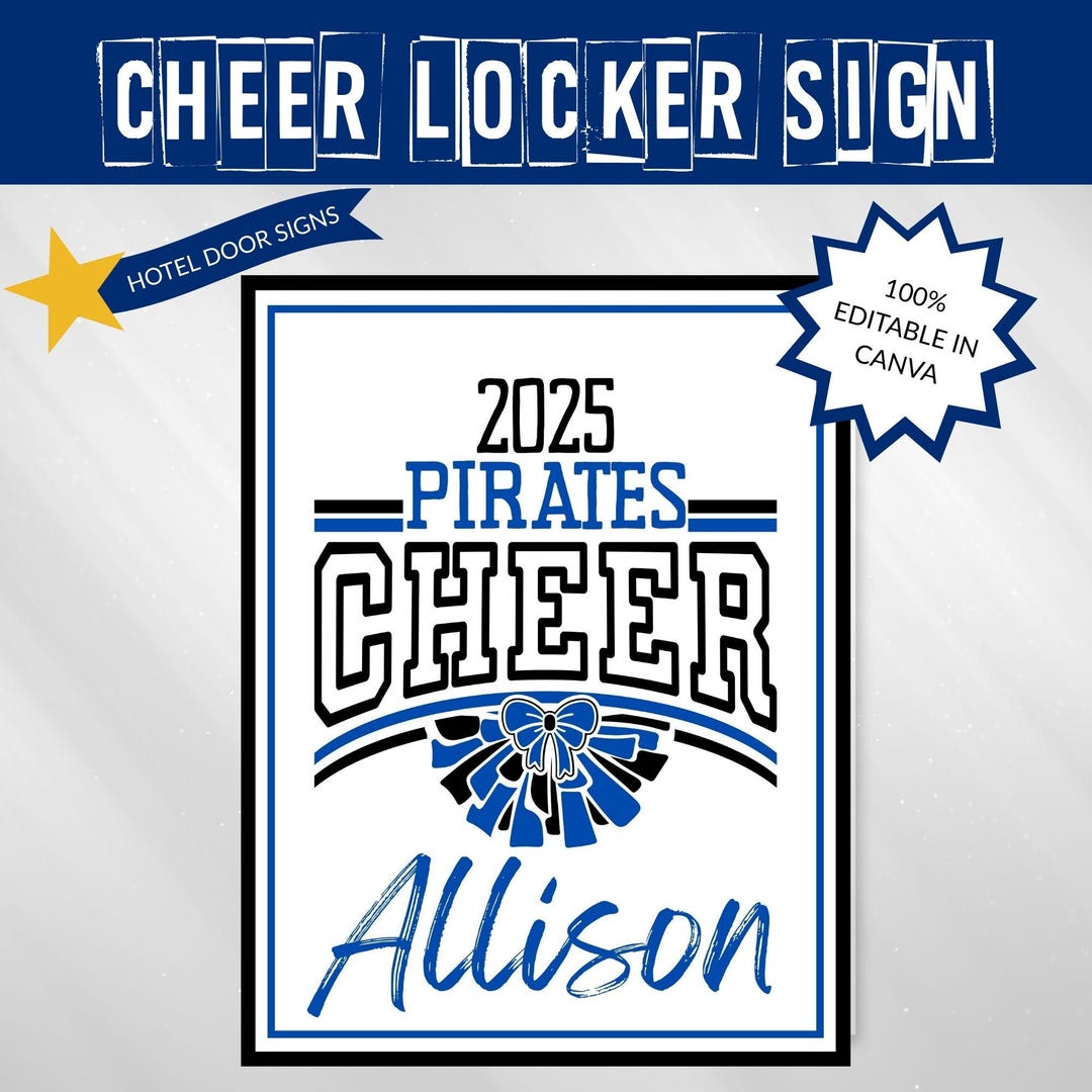 Editable Cheer Locker Sign Template | Printable Team Spirit Door Sign ...