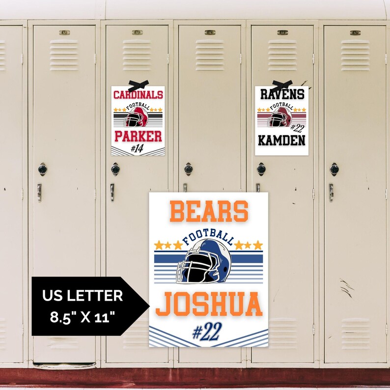 Editable Football Locker Sign Template | Printable Team Spirit Door ...