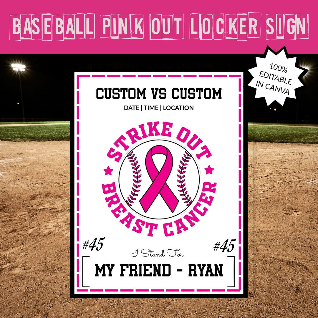 Editable BASEBALL PINK OUT Locker Sign Template | I Stand for Locker ...
