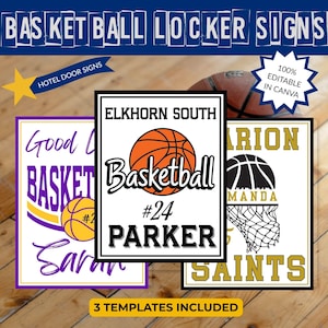 Editable Basketball Locker Sign Template | Printable Team Spirit Door ...