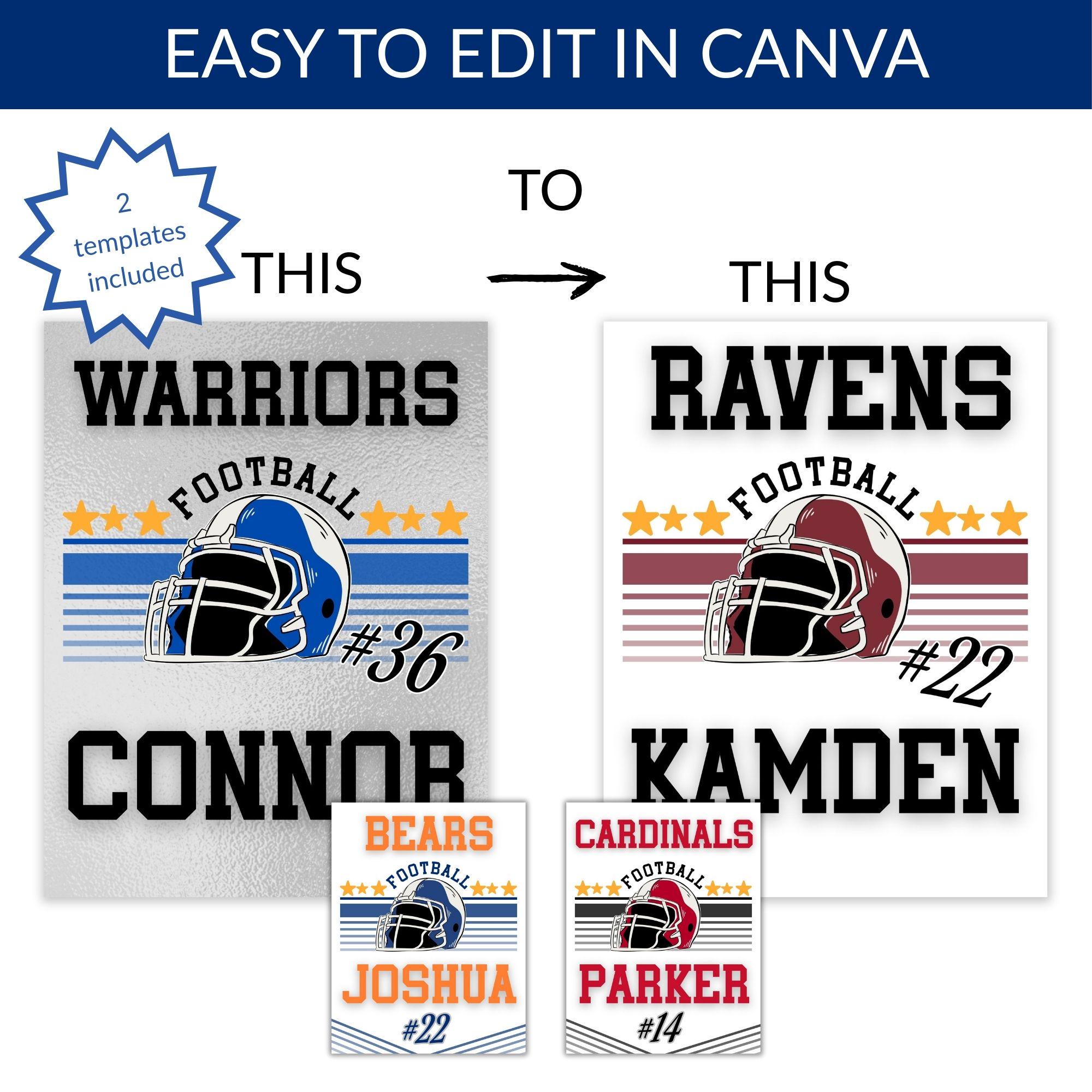 Editable Football Locker Sign Template | Printable Team Spirit Door ...