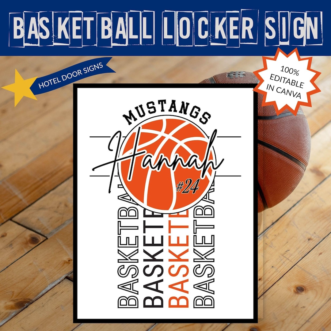 Editable Basketball Locker Sign Template | Printable Team Spirit Door ...