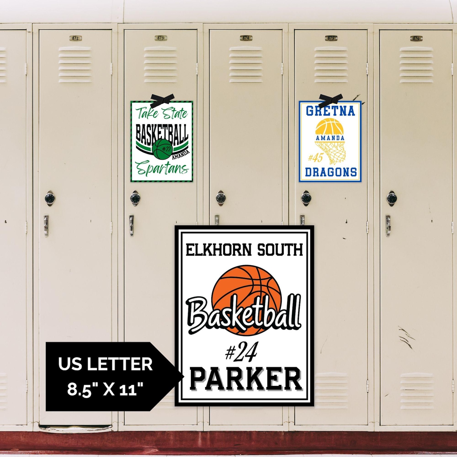 Editable Basketball Locker Sign Template | Printable Team Spirit Door ...