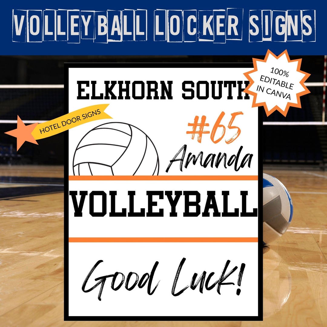Editable Volleyball Locker Sign Template | Printable Team Spirit Door ...