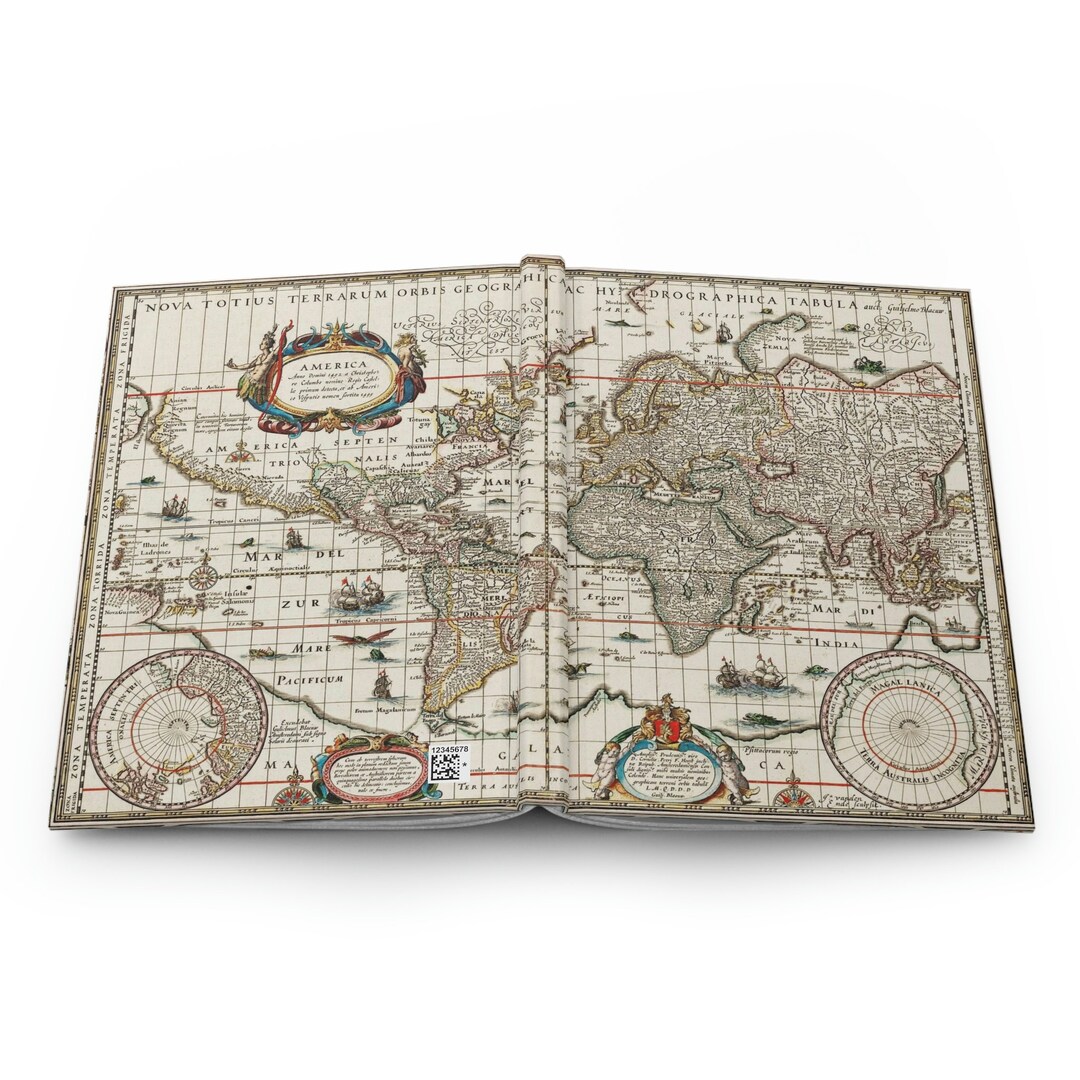 Vintage Map of the World, Ornate Hardcover Journal Matte - Etsy