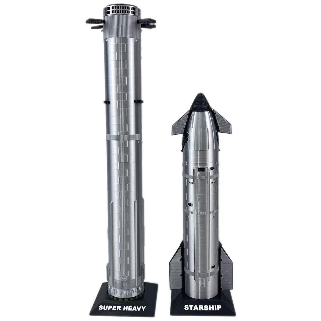 Spacex Starship 1:200 Scale 3D Printed Model - Exquisite Silver Rocket ...