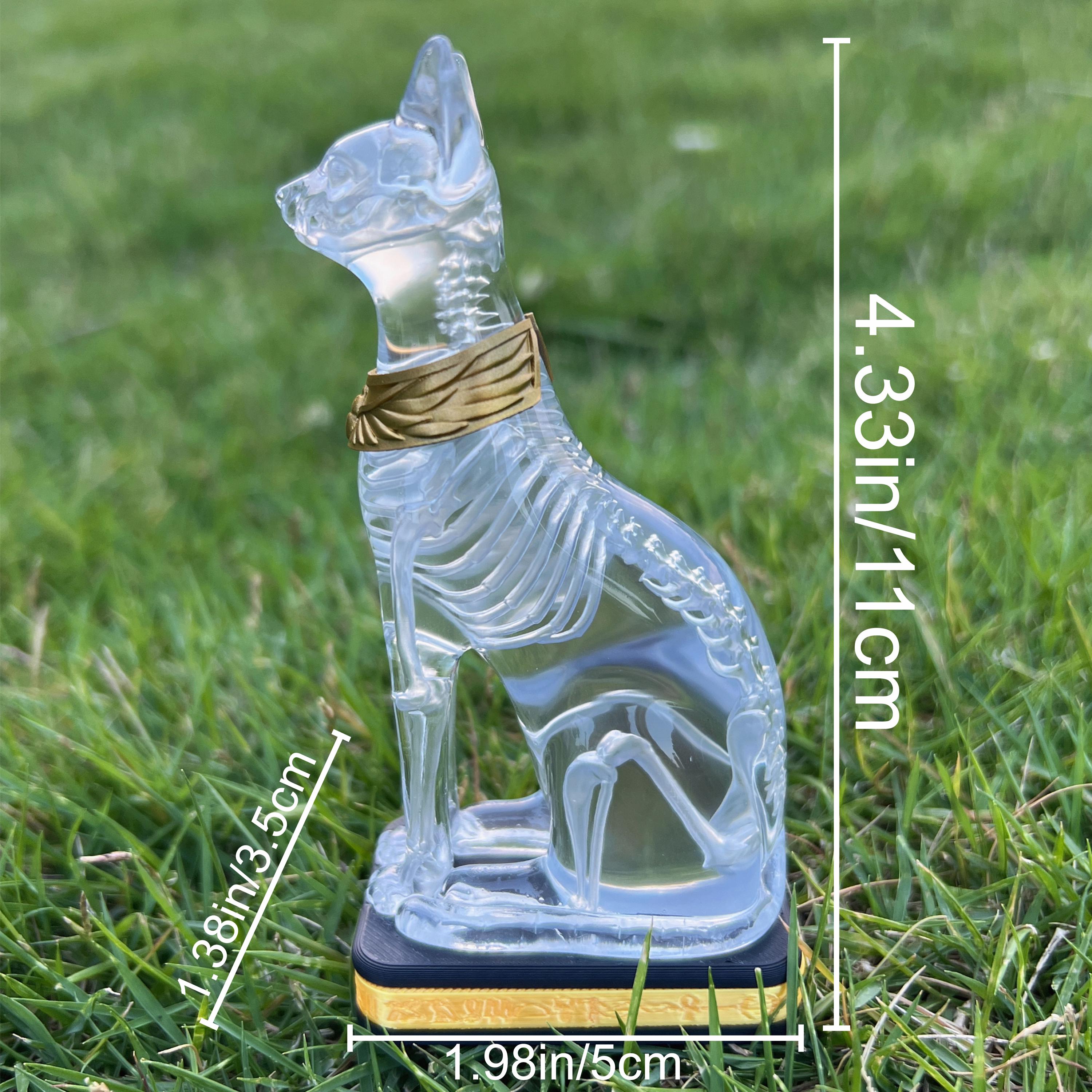 3D Printed Bastet Skeleton Sculpture: Transparent Resin Egyptian Cat ...