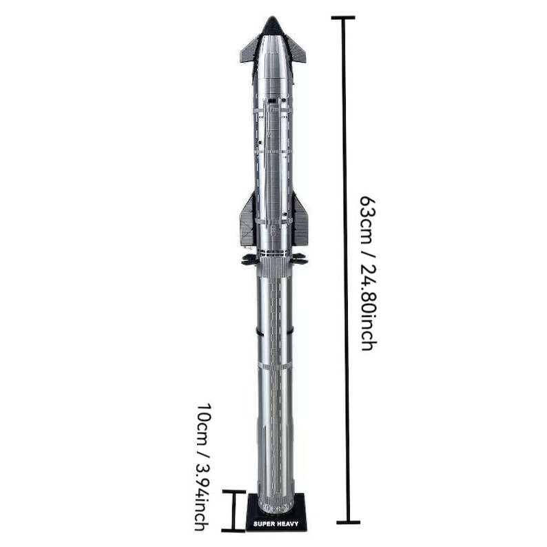 Spacex Starship 1:200 Scale 3D Printed Model - Exquisite Silver Rocket ...