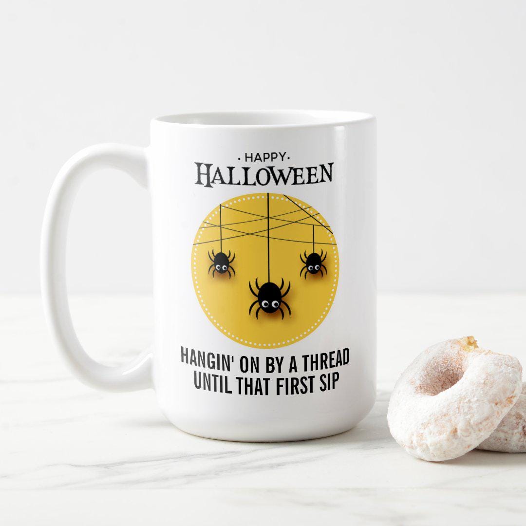 Spooky Spiders With Web Customizable Halloween Coffee Mug – Cute ...