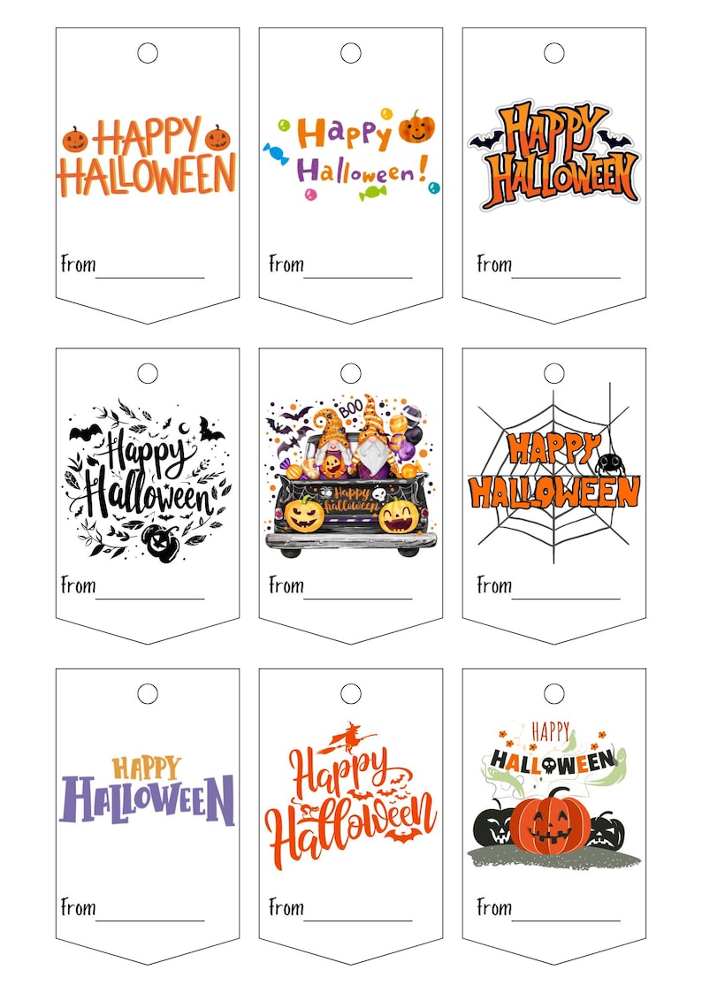 Happy Halloween Printable Gift Tags and Treat Tags (PDF & PNG Download ...