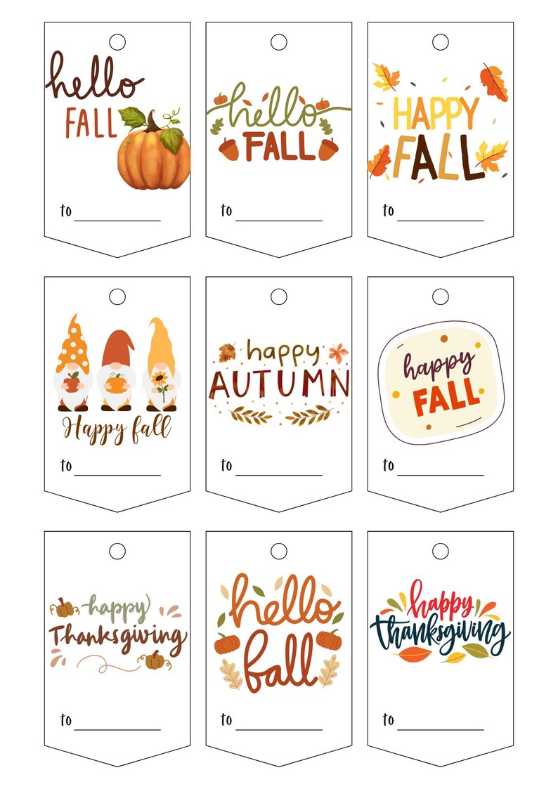 Fall Printable Gift Tags | Autumn Treat Labels (PDF & PNG Download, 2 ...