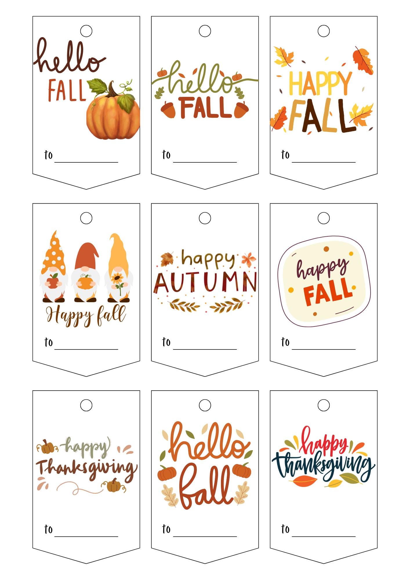 Fall Printable Gift Tags | Autumn Treat Labels (PDF & PNG Download, 2 ...