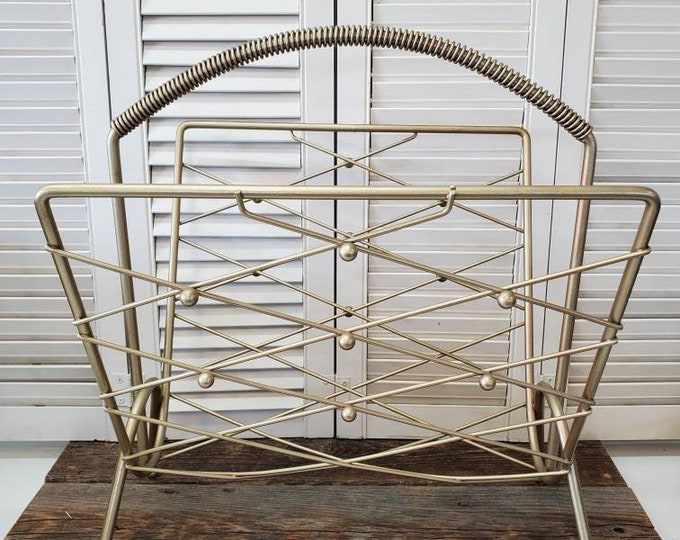 Vintage Brass MCM Magazine Rack/ Record Rack/ Record Holder/ Art Deco ...