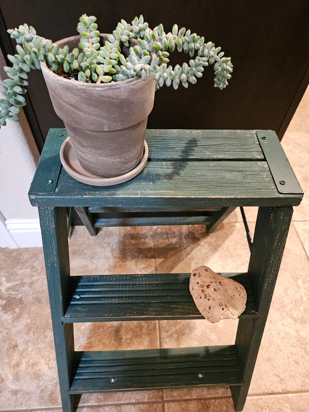 Rustic Wood Step Ladder: Night Watch Green, Wedding Display Decor - Etsy