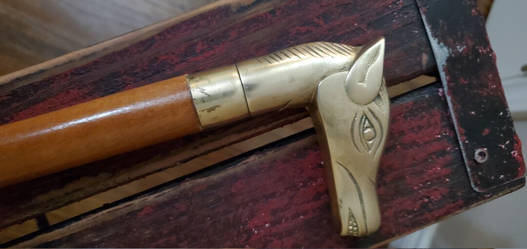 Brass Horsehead Cane / Walking Stick / Wooden Cane - Etsy