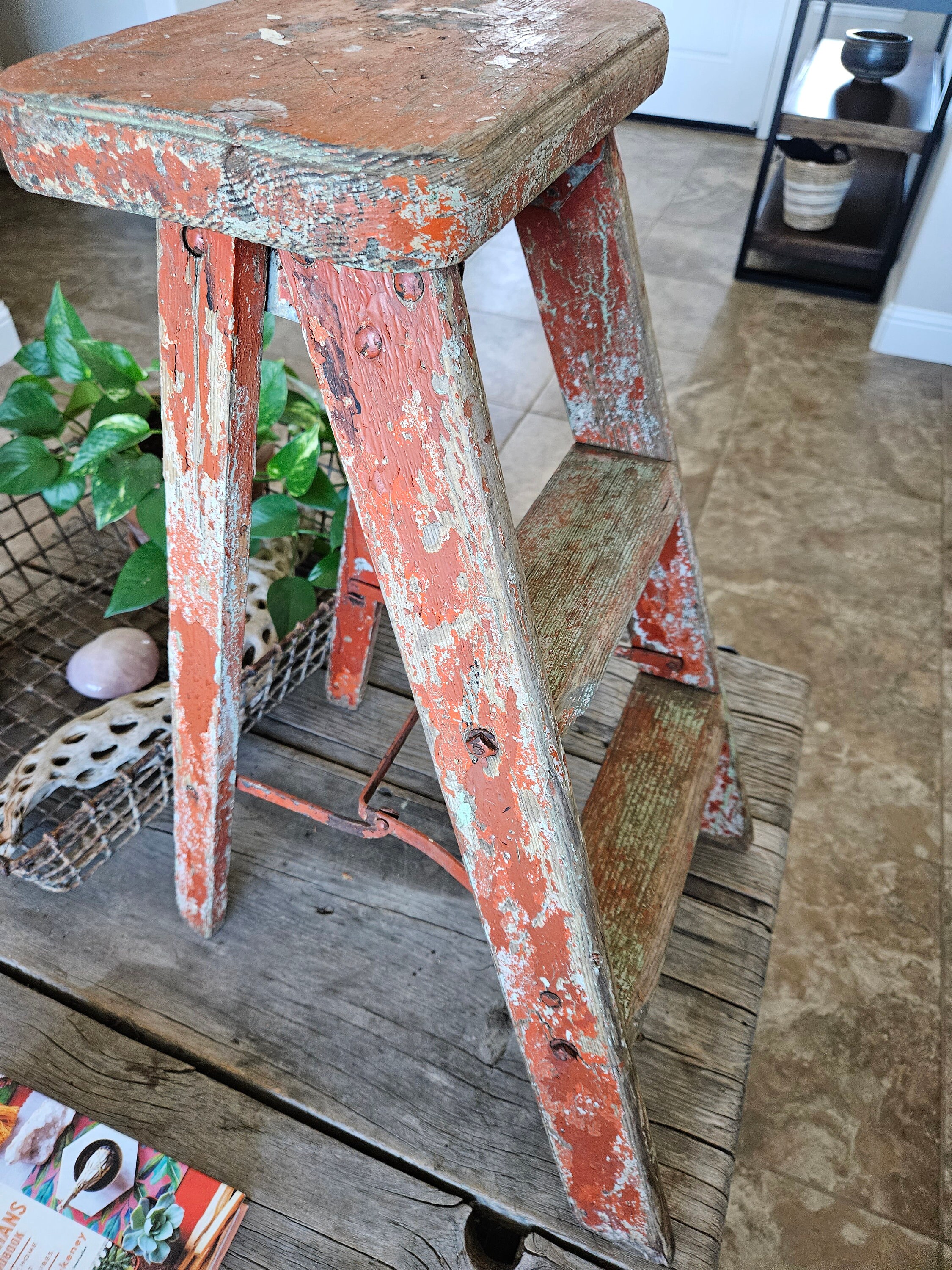 Vintage Wood Step Ladder: Rustic Display Decor - Etsy