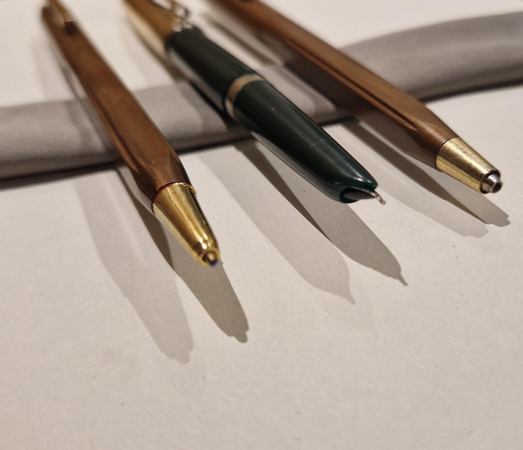 1970s Retro Pen Trio – Shiny Gold & Plastic Chic - Etsy