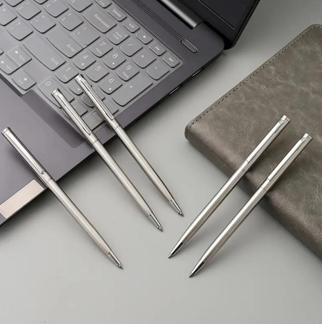 5 Plastic Biro Pens With Steel Effect - Etsy