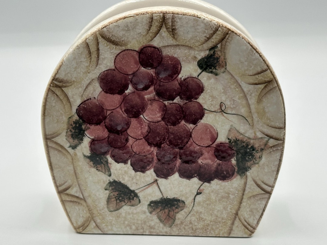 Oneida Veneto Hand-painted Ceramic Napkin Holder With Grape Design ...