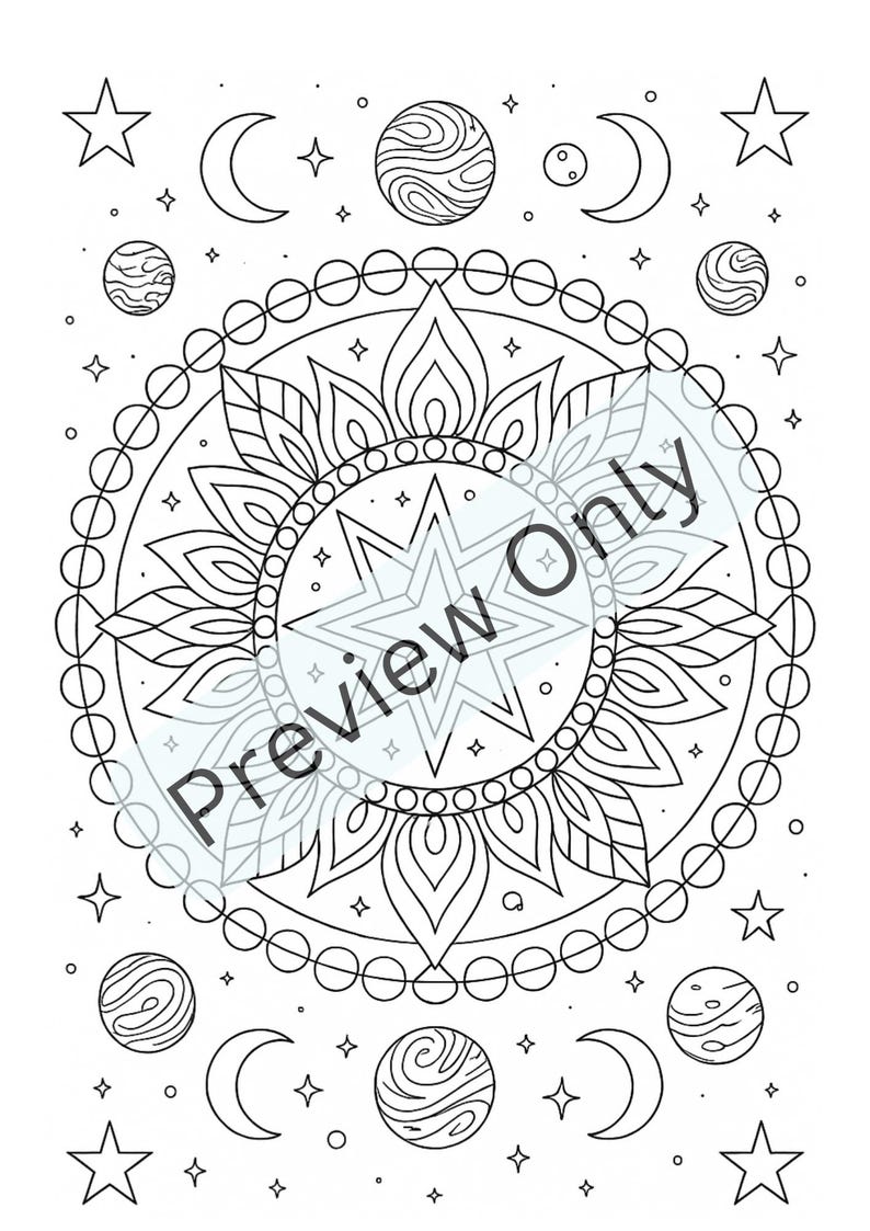 Cosmic Mandala Coloring Pages: Sacred Geometry Art (A4 PDF Download) - Etsy