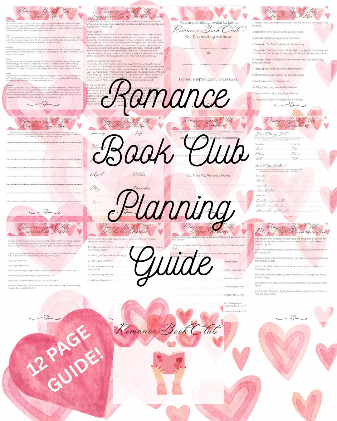 Printable Romance Book Club Guide: Editable Discussion Template ...