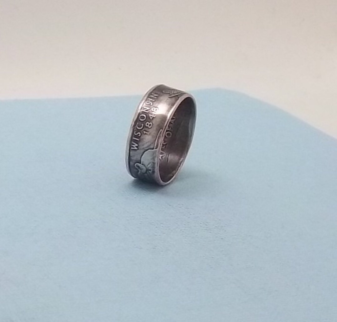 Copper-nickel Coin Ring Wisconsin State Quarter Year 2004 Size 8copper ...
