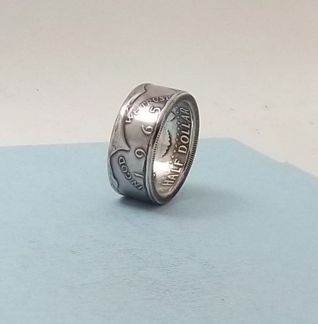 Unique Gift, Silver Coin Ring 1965 Kennedy Half Dollar 40% Fine Silver ...