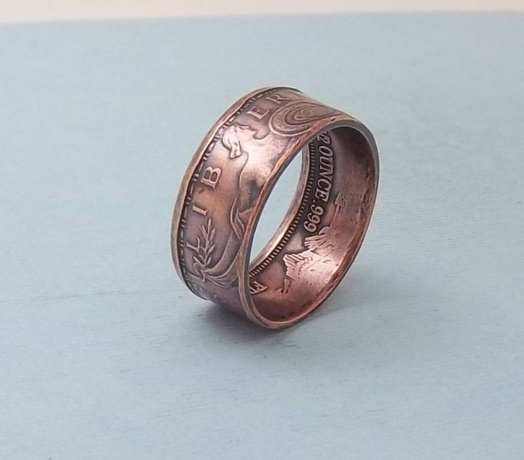 Copper Coin Ring Made From 1/2 Oz Copper-standing Liberty Coin 99.9% ...