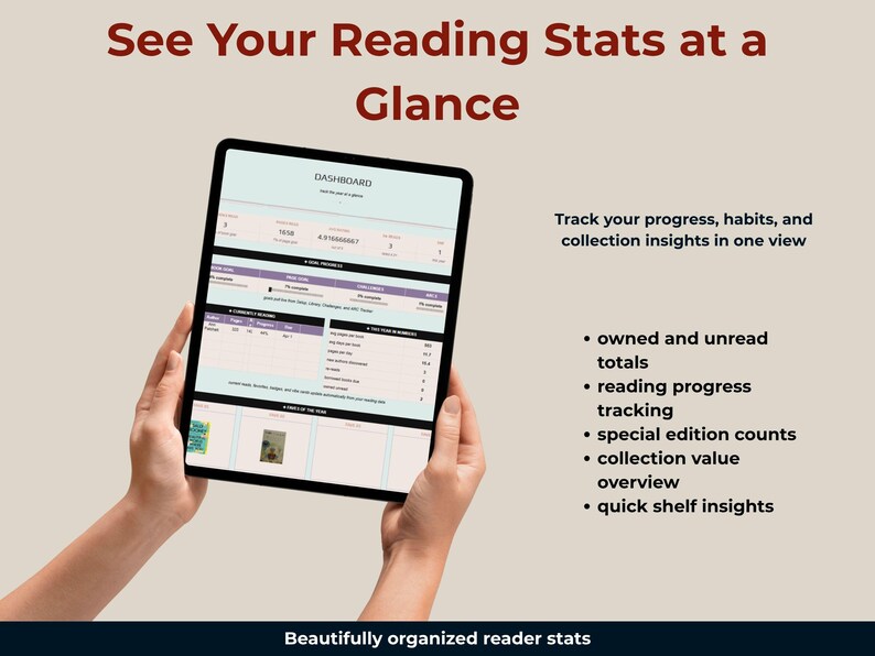Visual Reading Tracker Spreadsheet, Book Collection Organizer (google ...