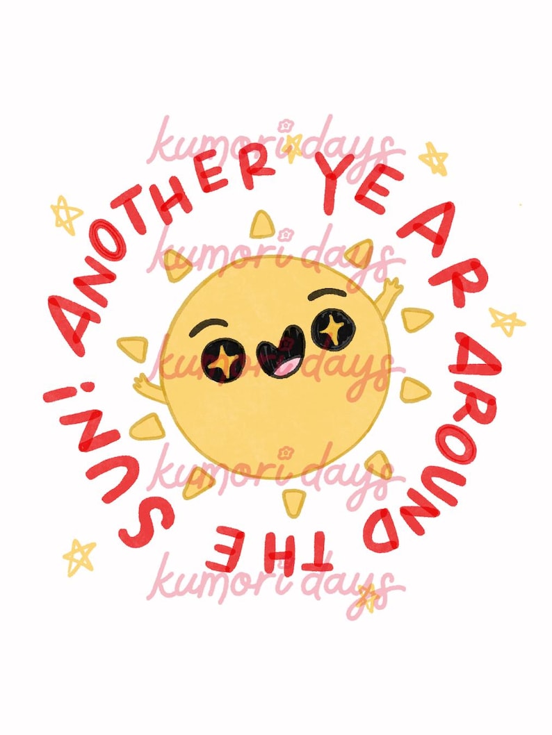 Happy Sun Birthday Card — “another Year Around the Sun!” — Cute ...