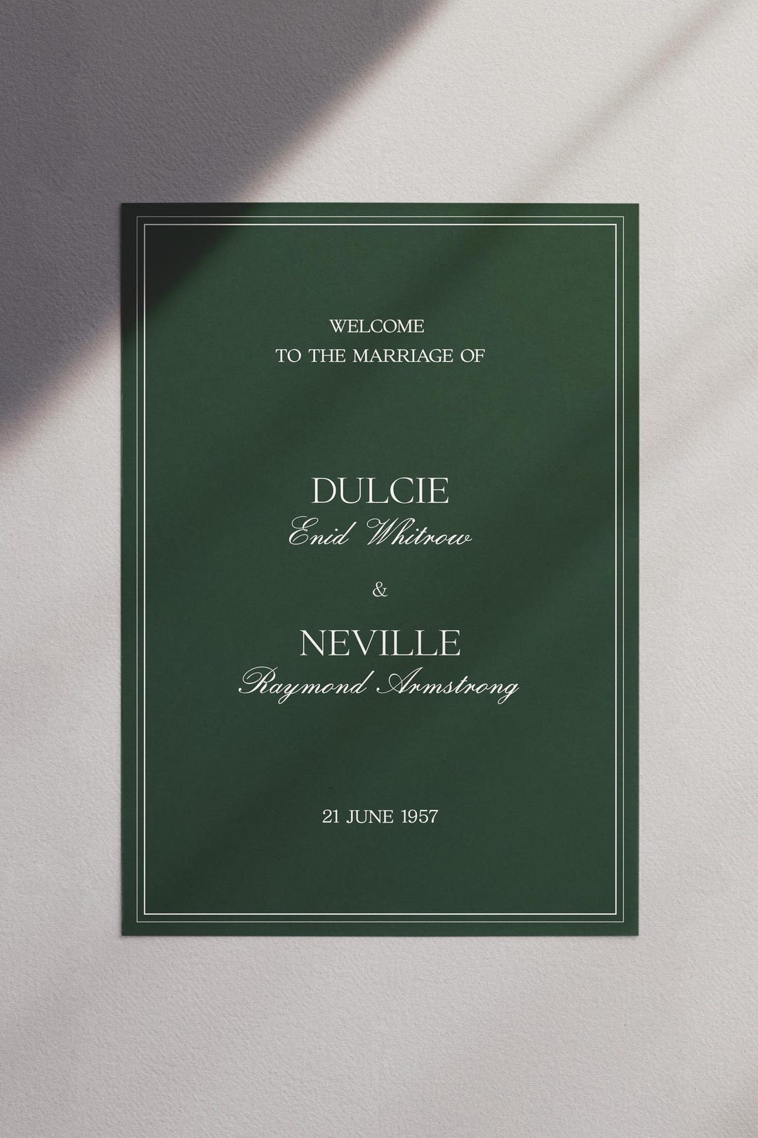 Vintage Old Money Green, Wedding Welcome Sign, Digital Template - Etsy