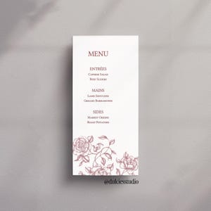 Wedding Menu Set Editable Printable: Pink Floral Wedding Stationery ...