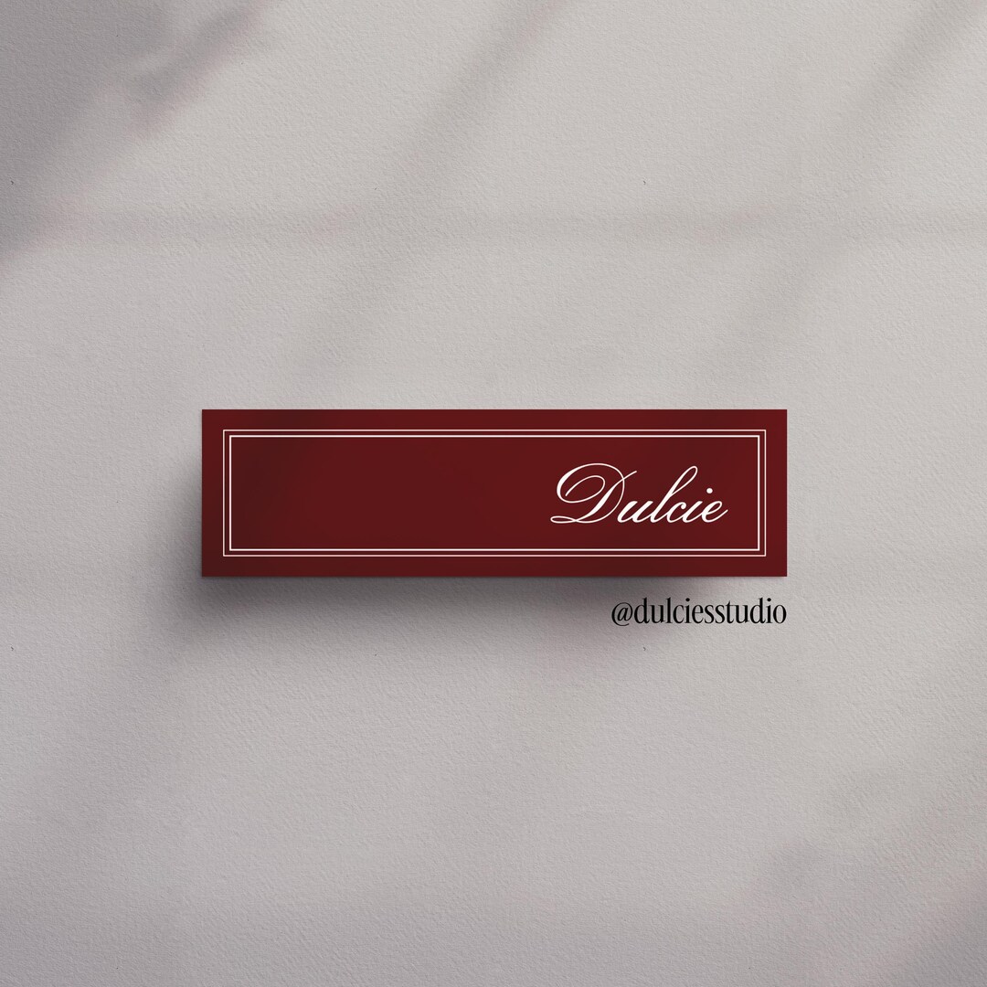 Old Money Wedding Place Card Template, Elegant Guest Name Card, Red ...