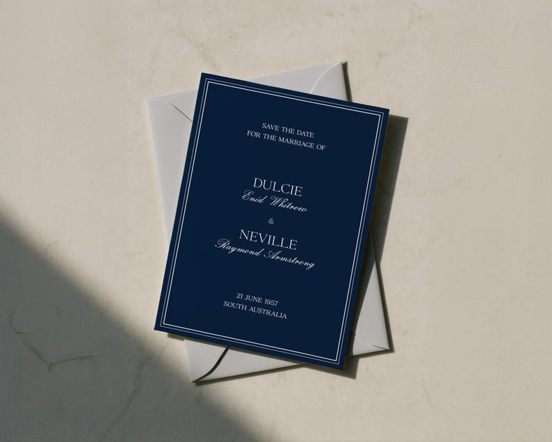 Navy Blue, Wedding Save the Date Template, Digital Save the Dates ...