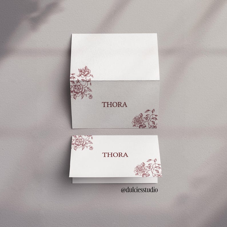 Editable Wedding Menu Place Cards – Pink Floral Romantic Garden ...