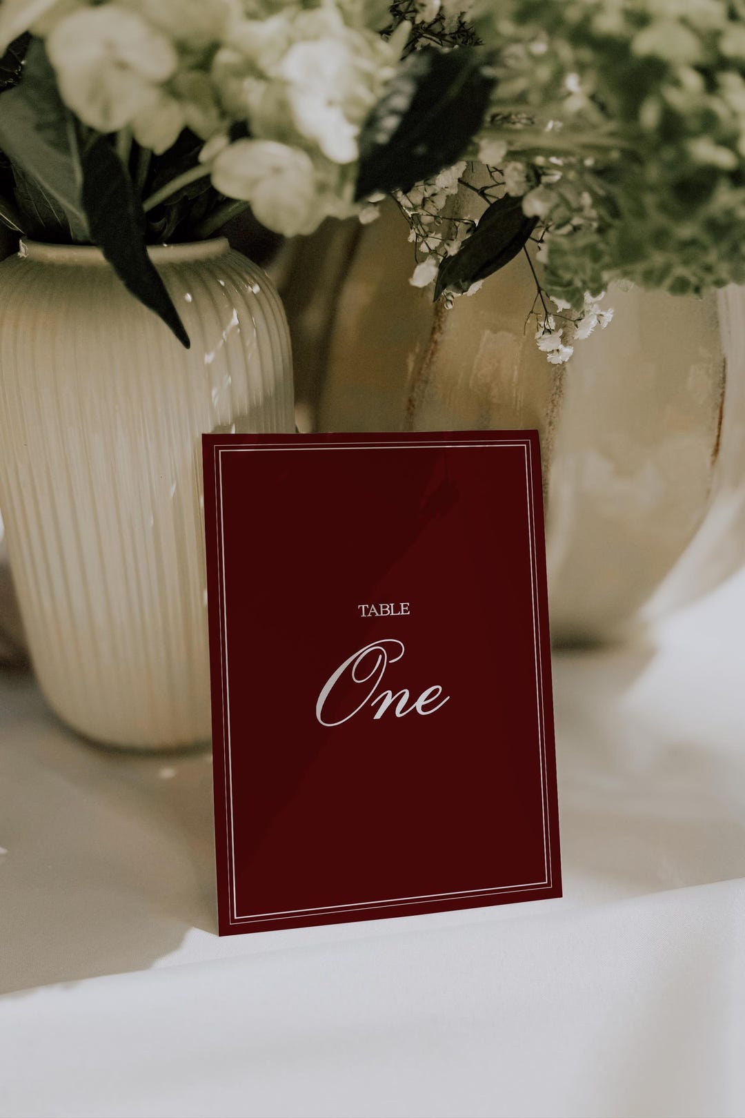 Editable Printable Table Numbers, Burgundy Wedding Table Number ...