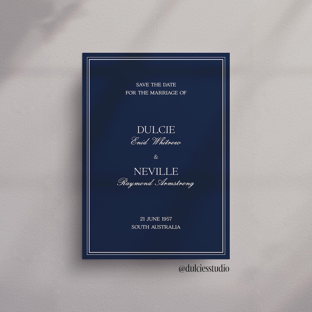 Navy Blue, Wedding Save the Date Template, Digital Save the Dates ...