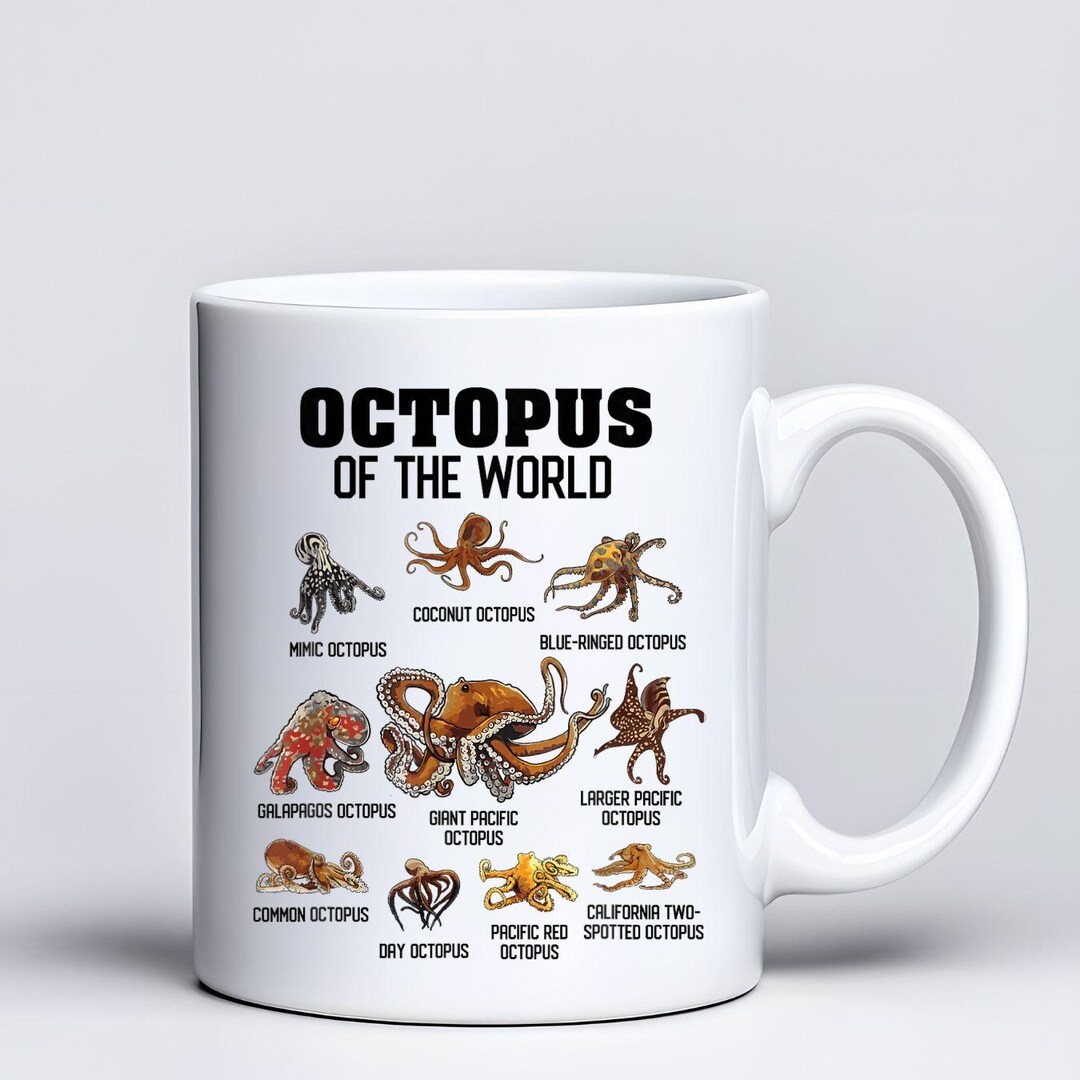 Scientific Octopus Illustration Mug, Octopus Identification Chart ...