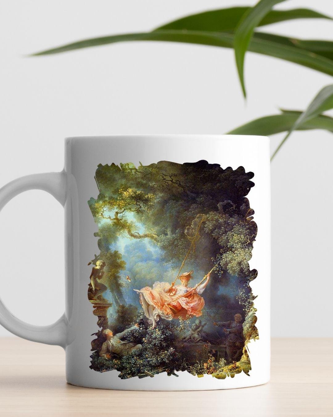Fragonard the Swing Painting Mug, Rococo Art Print on White Ceramic Cup ...