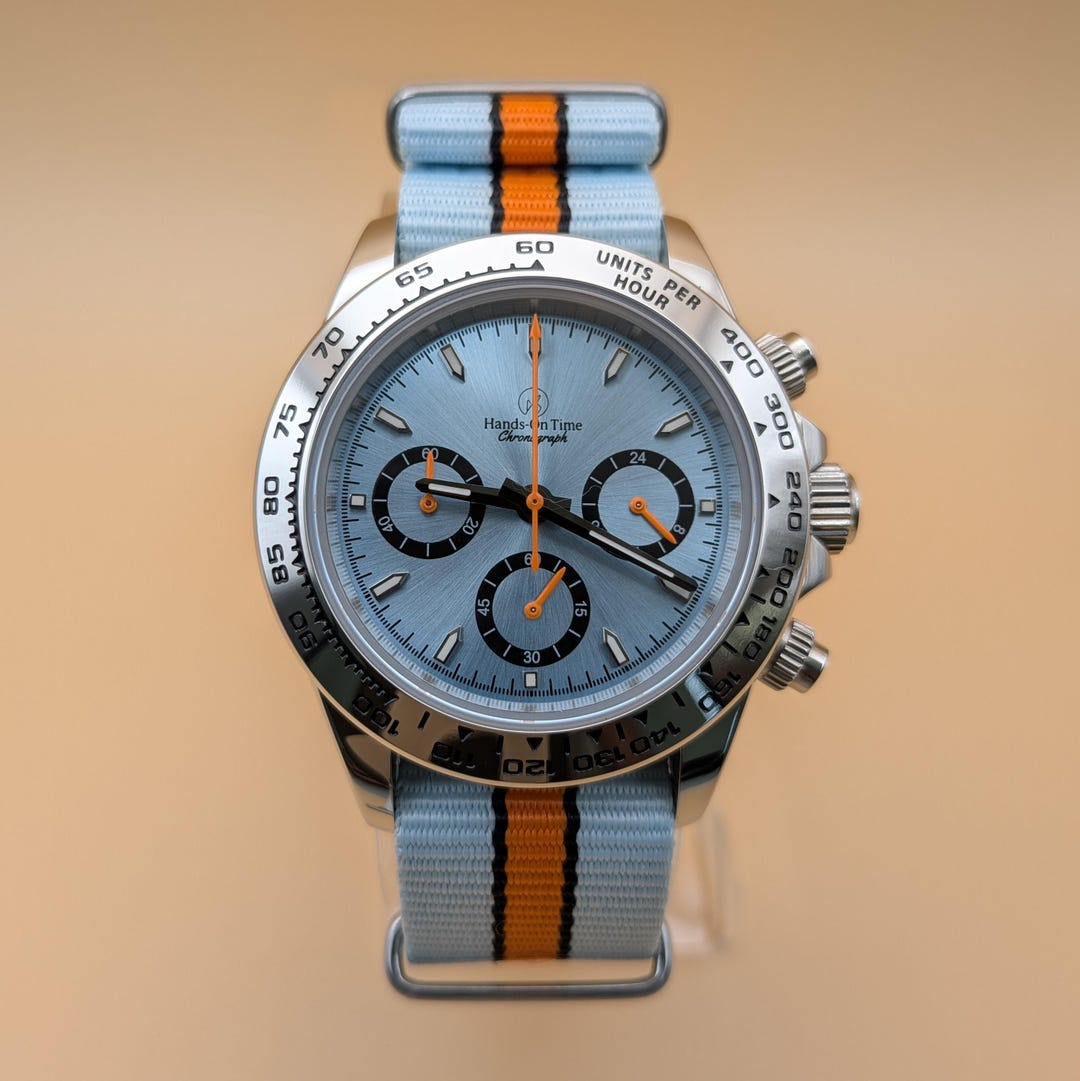 Hands on Time Watch | Gulf Racing Inspired | Seiko VK63 Movement - Etsy