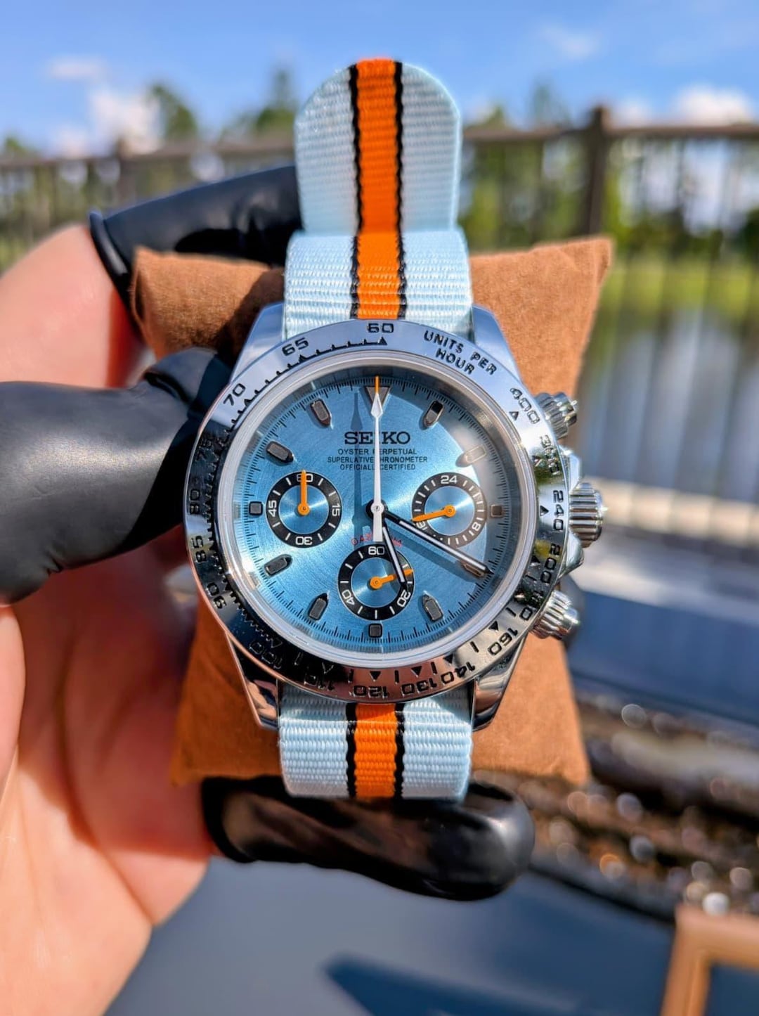 Seiko Mod Chronograph Custom | Blue Dial & Tachymeter | Gulf Racing ...