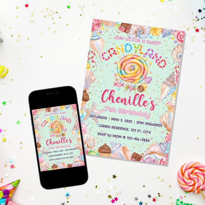 Editable Candy Birthday Invitation | Sweet Treats Party Invite ...