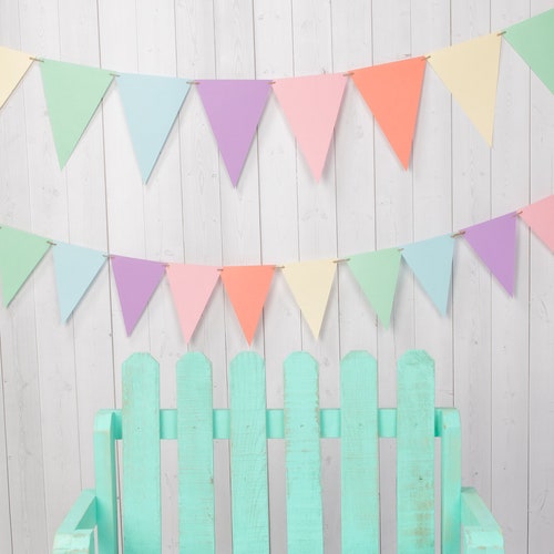 Pastel Rainbow Banner Rainbow Pennants Photography - Etsy