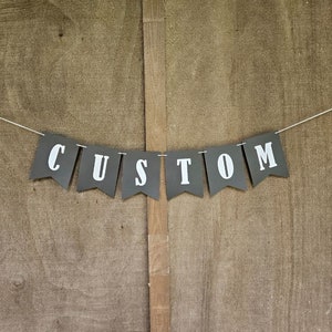 Custom Letter Banner | 3" | WHITE Letters on BLACK Flags- Bernard ...