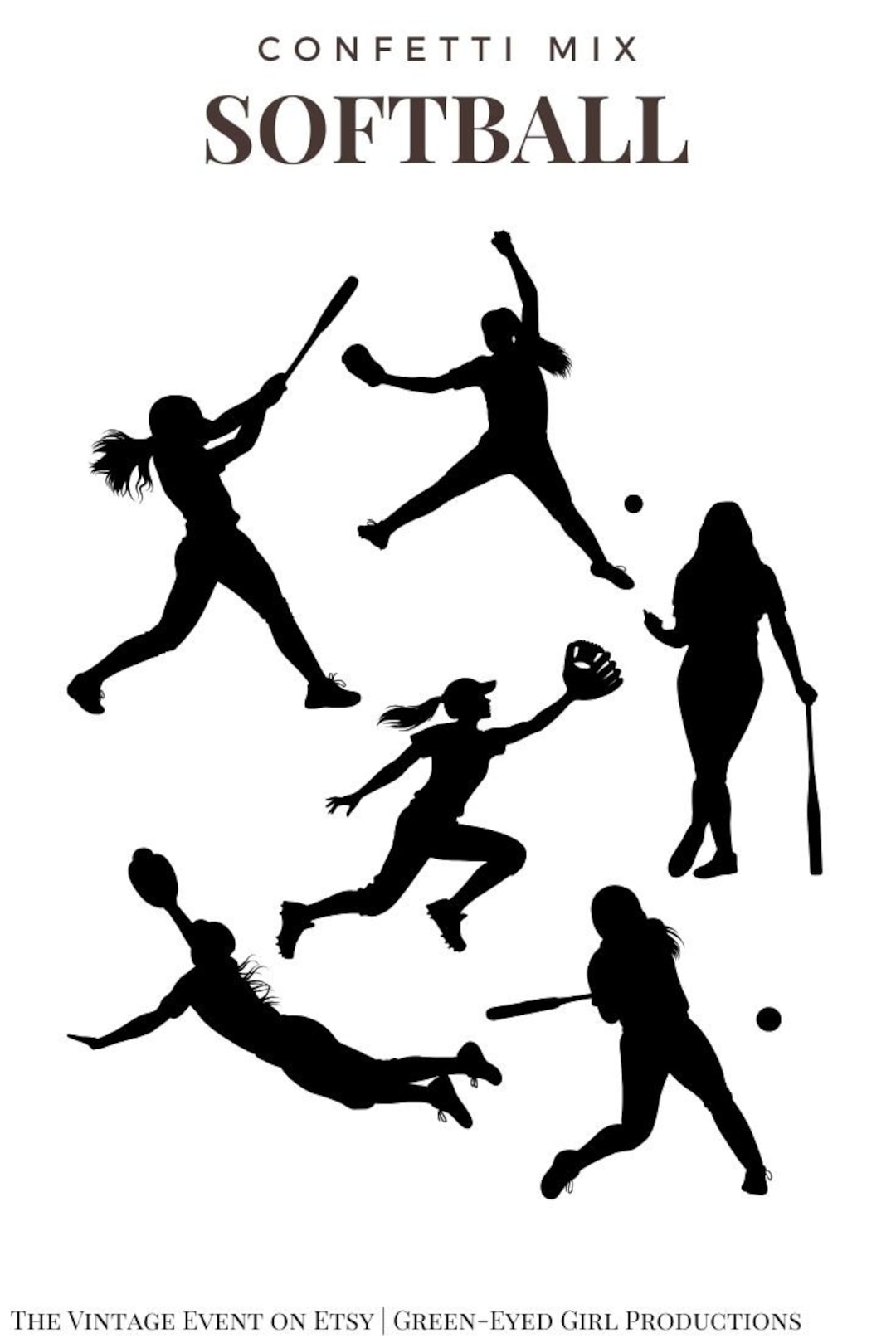Softball Player | Cupcake Toppers or Confetti | Die Cut Shapes ...